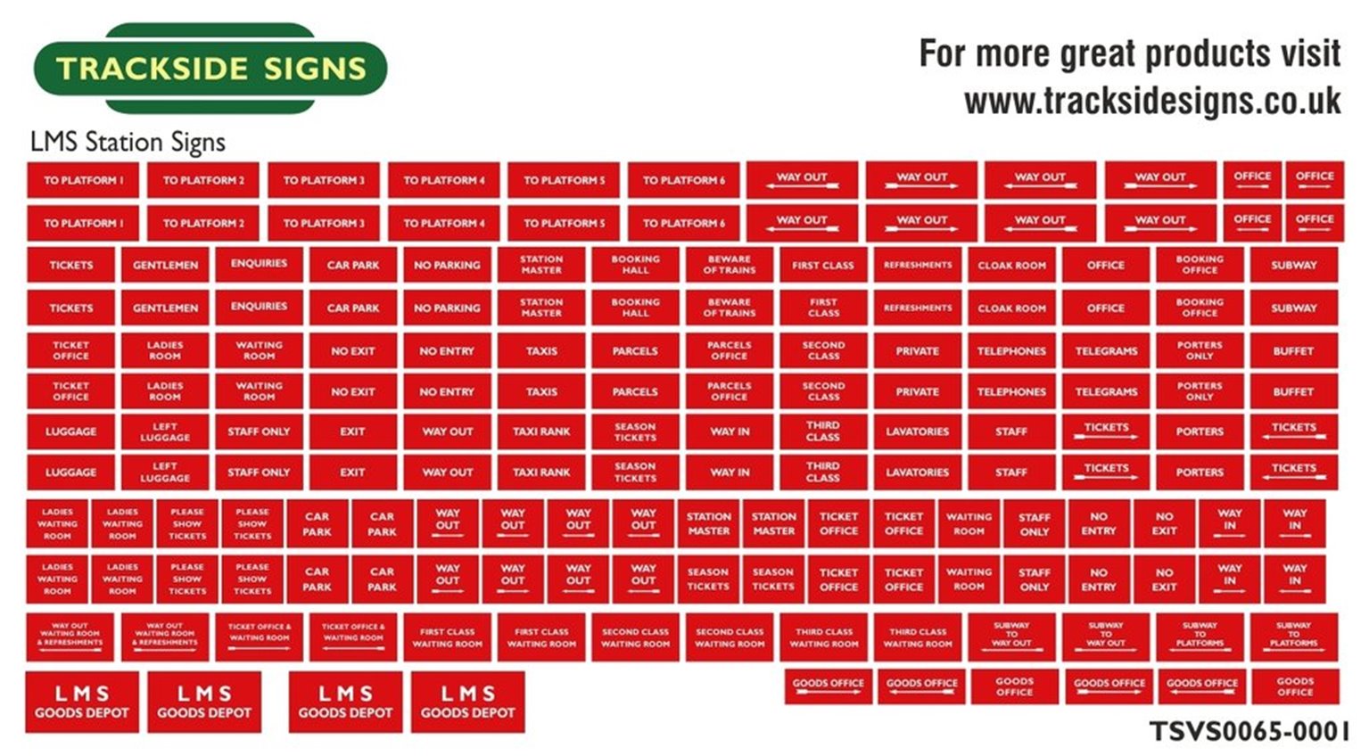 Trackside Signs TSVS0065-001 Die Cut LMS Station Signs - Red – Rails