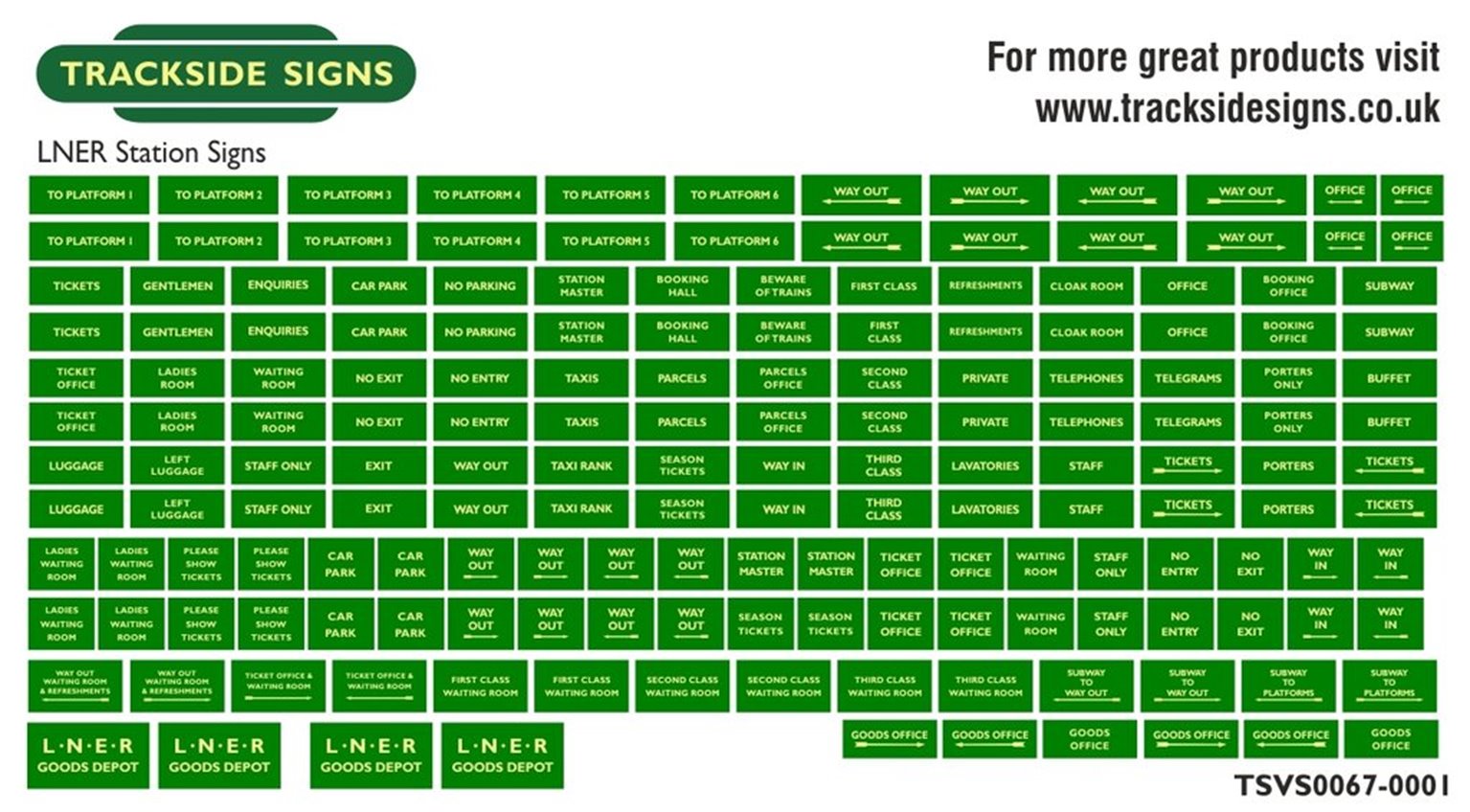 Trackside Signs TSVS0067-001 Die Cut LNER Station Signs - – Rails